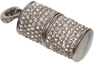 The silver USB jewel key ornate with white rhinestones | Cool Mania