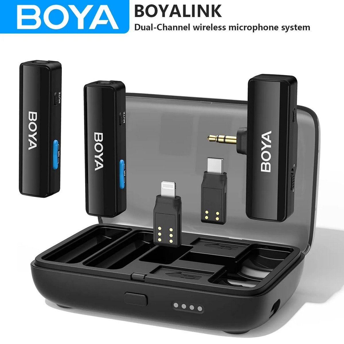 Dual wireless microphone system multifunctional (Lightning, USB-C, 3 ...