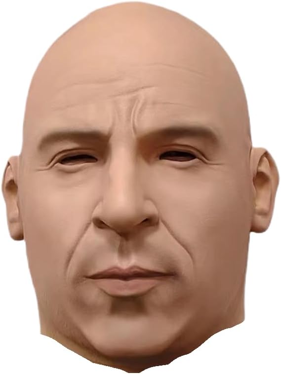 Silicone face and head mask - bald man realistic movie hero masks Vin ...