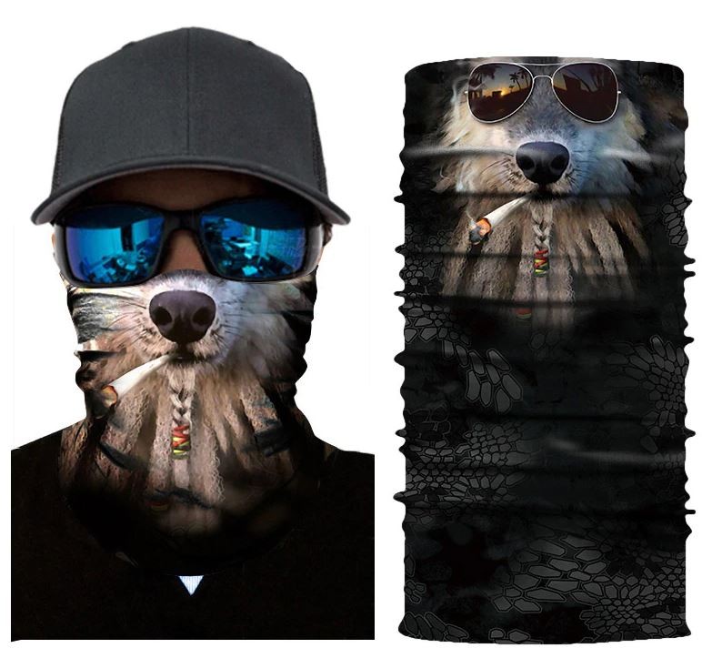 Funny 3D design - face balaclava RASTA SMOKING DOG | Cool Mania