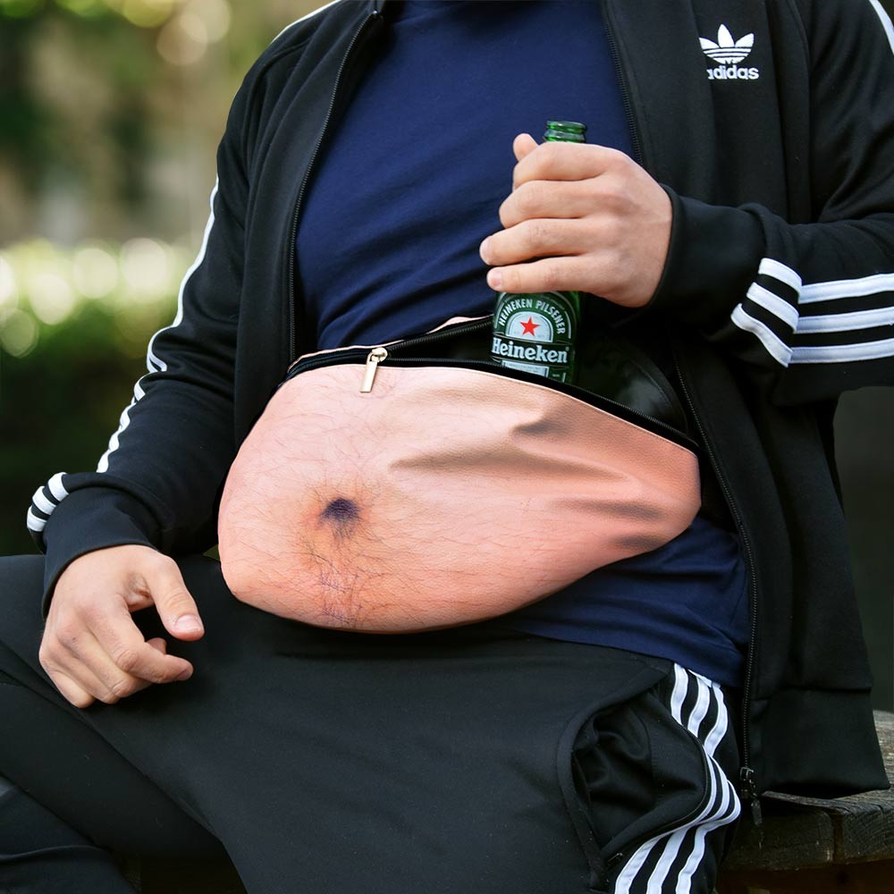 Beer belly bag - fat belly fanny pack hairy design | Cool Mania