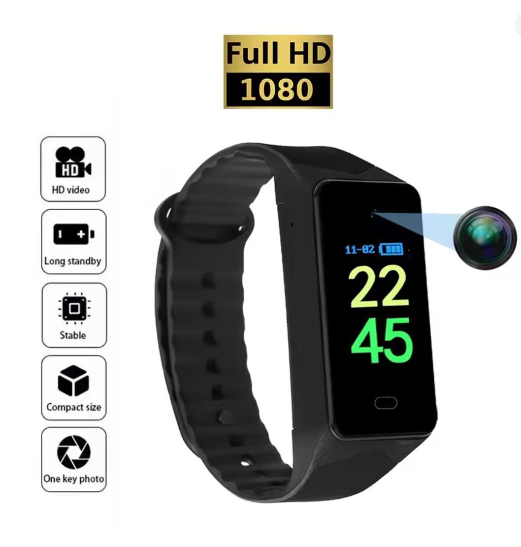 Vohunska ročna kamera za uro s FULL HD + skritim snemalnikom zvoka + 32 ...