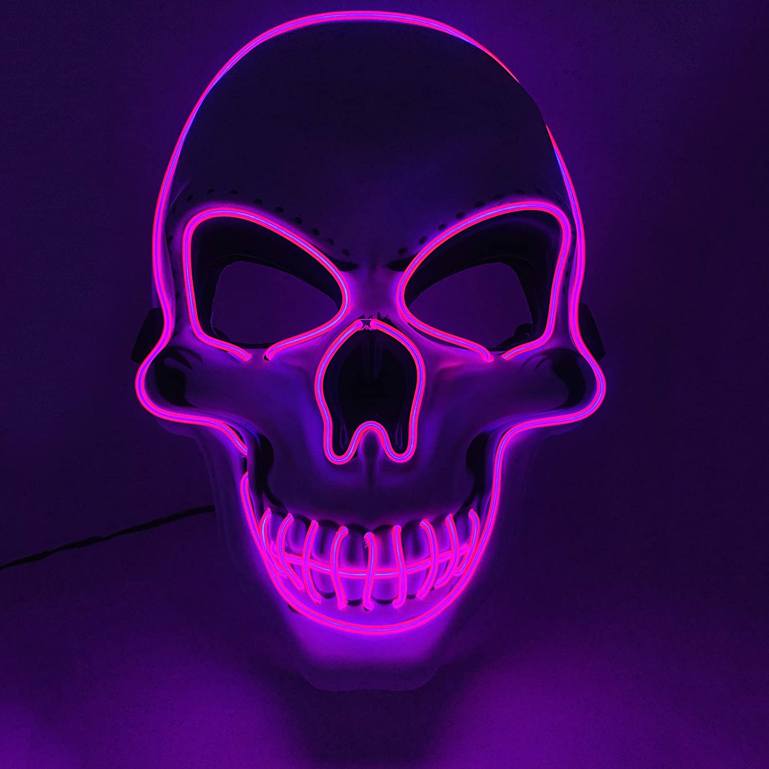 TENGKORAK topeng LED - ungu | Cool Mania