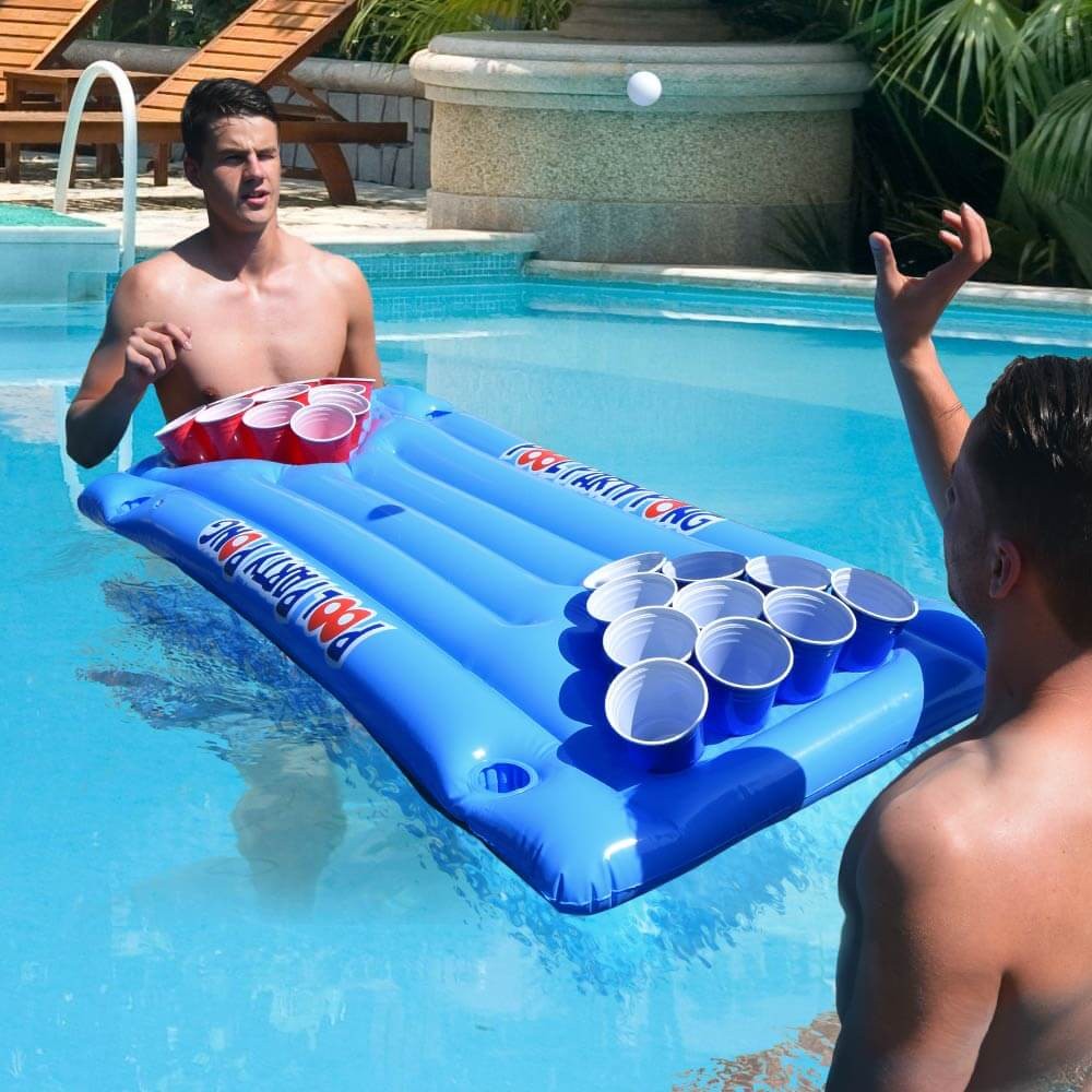 Bia pong bơm hơi nổi cho hồ bơi - 20 cốc đựng + 4 chai | Cool Mania