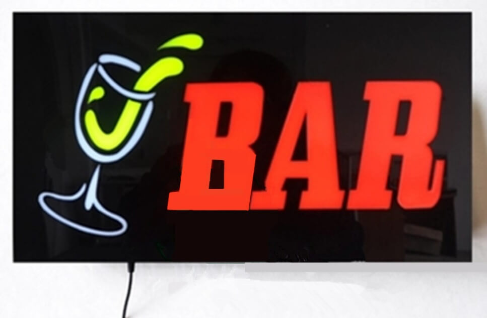 Papan tanda iklan lampu LED BAR - 43 cm x 23 cm | Cool Mania