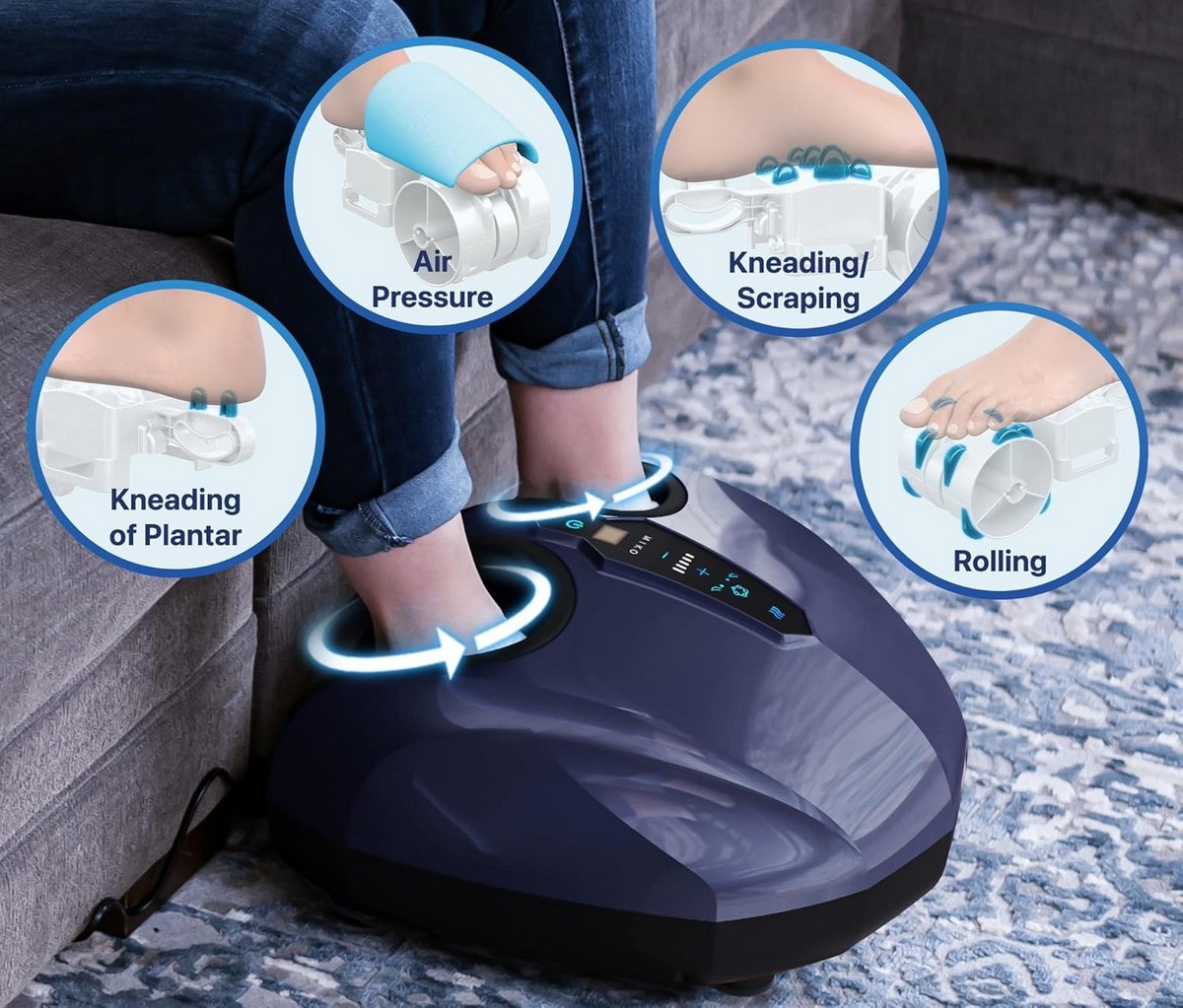 Foot massager with heating – Pressure and roller leg or feet massage ...