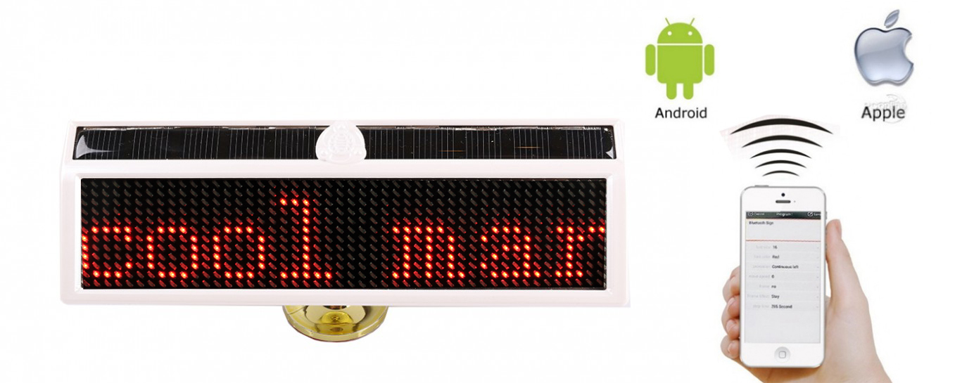 Paparan LED Auto yang boleh diprogramkan solar 16x5cm + Bluetooth ...