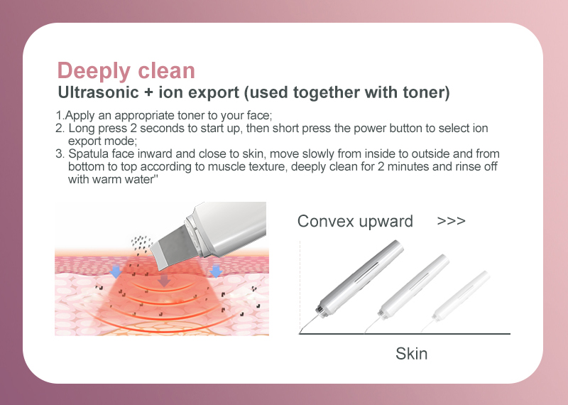 Ultrasonic skin cleanser (spatula) - 3 cleansing programs + massage ...