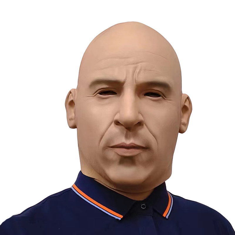 Silicone face and head mask - bald man realistic movie hero masks Vin ...