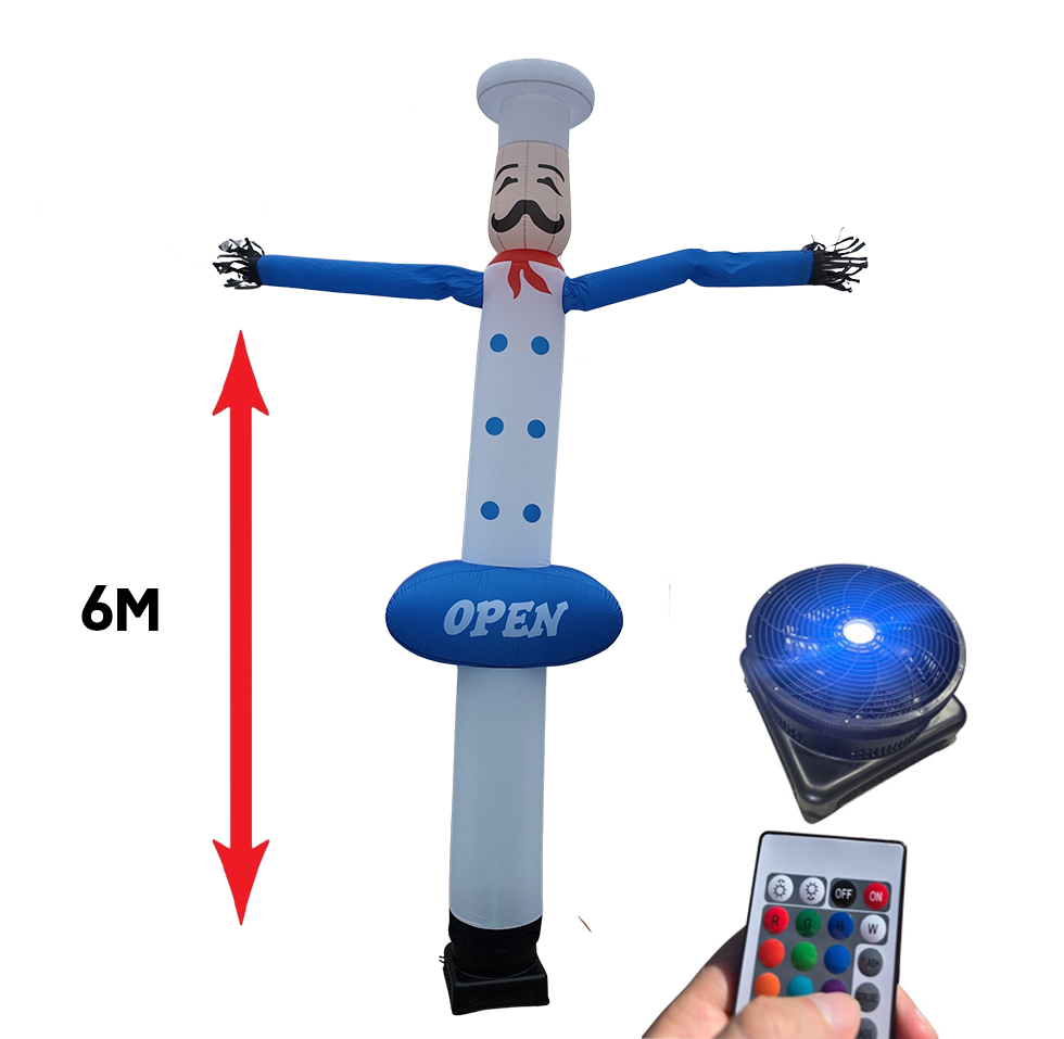 Inflatable dancing man (Chef) 6m - Moving air dancer chef with blower ...