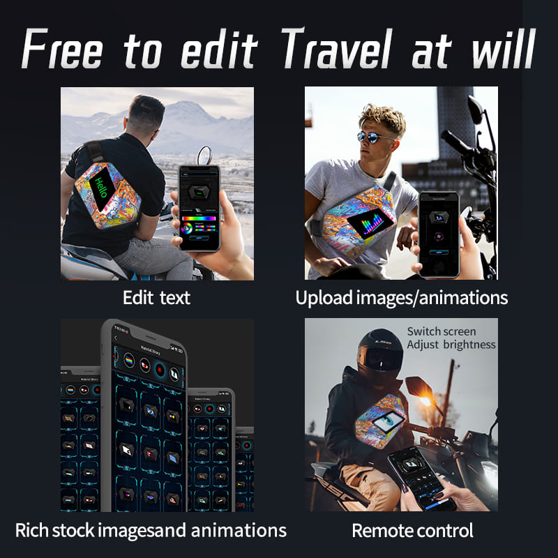 LED Bag (pouch) with display - Programmable Smart LCD screen bag for ...