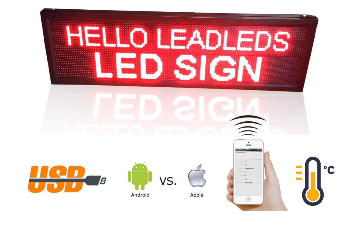 Velika WiFi LED panel + USB + temperaturni senzor - rdeča 104 cm x 40 ...
