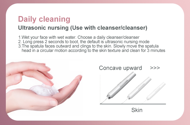 Ultrasonic skin cleanser (spatula) - 3 cleansing programs + massage ...