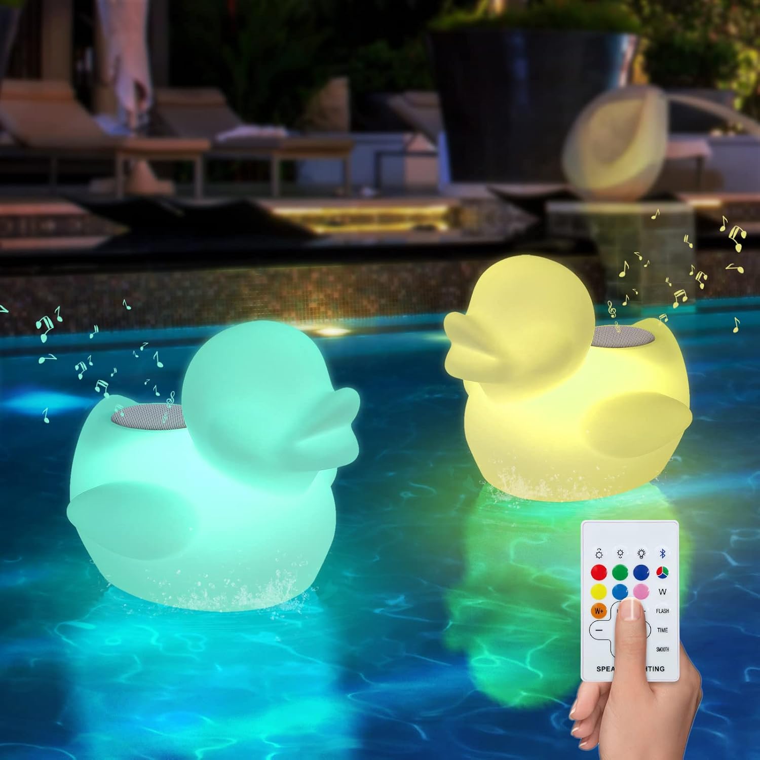 Luz nocturna pato - Altavoz LED de colores 5W - Pato flotante con IP67 ...