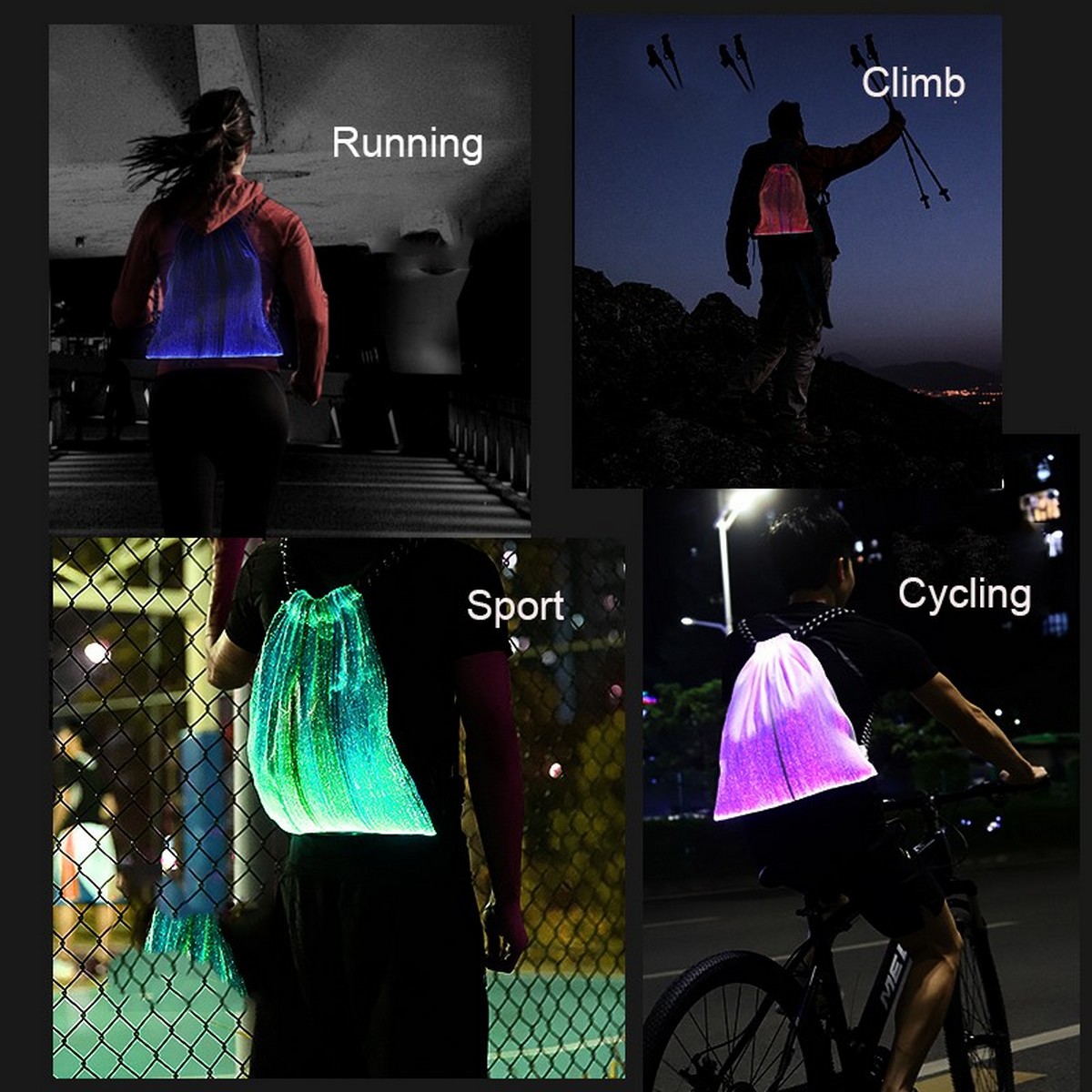 LED bag luminous - light up from optical fibers with control via app in ...