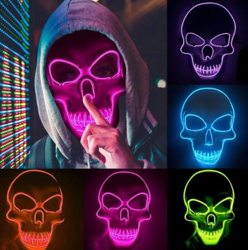 Topeng LED SKULL - ungu | Cool Mania