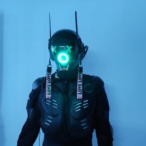 LED Rave Helmet - Cyberpunk Party 4000 with 12 multicolour LEDs | Cool ...