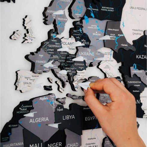 Reisekart 3D-verdenskart av tre på vegg - NORD 100 x 60cm | Cool Mania