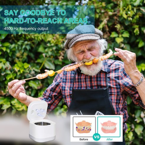 Panlinis ng pustiso 45kHz Ultrasonic UV Panlinis ng sonic retainer ng ...