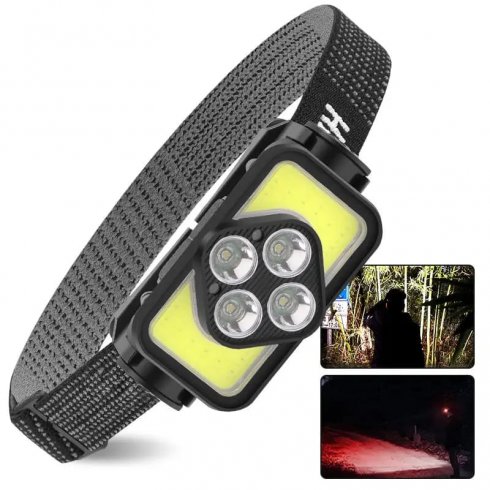 Head torch - LED Headlamp White/Red - Extra powerful rechargeable with ...