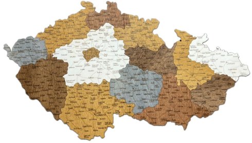 Map of the Czech Republic with cities - Wooden 3D/2D wall Maps from ...
