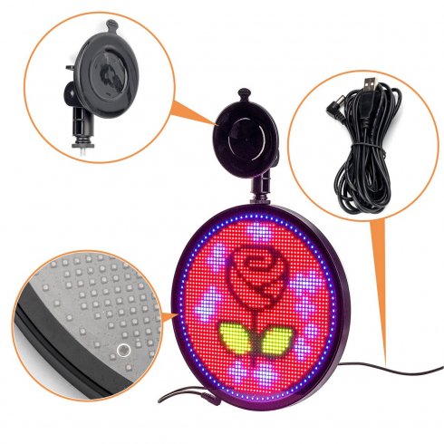 Car LED RGB screen display round sign - Wifi programmable control via ...
