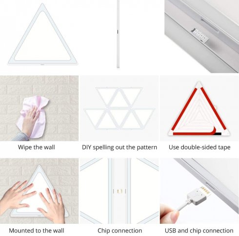 LED triangle wall panels light - Smart set 9pcs (Android/iOS) | Cool Mania