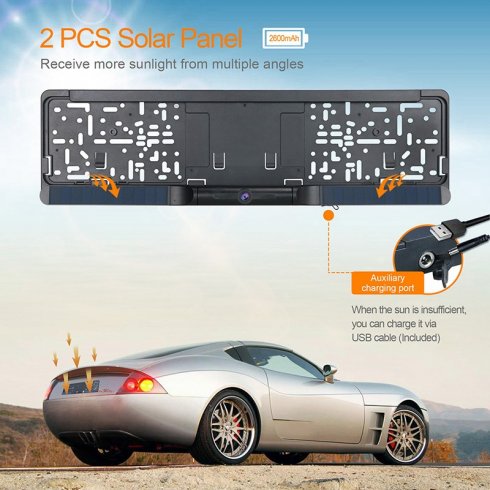 SET - Solar WiFi rear AHD HD camera in license plate with 170° angle ...