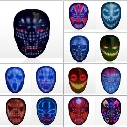 Full Face LED Mask bluetooth - programmable animation (app for ...