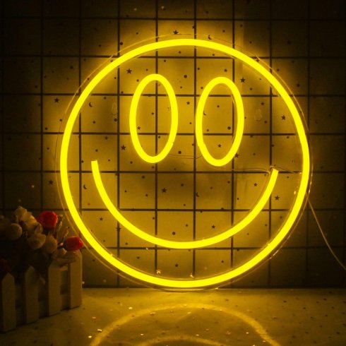 Smile - LED neon logo lys reklame skinner på veggen Smiley | Cool Mania