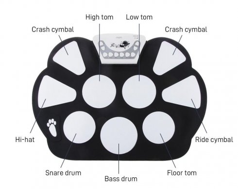 Portable electronic drum kit - silicone mat - 9 drums | Cool Mania