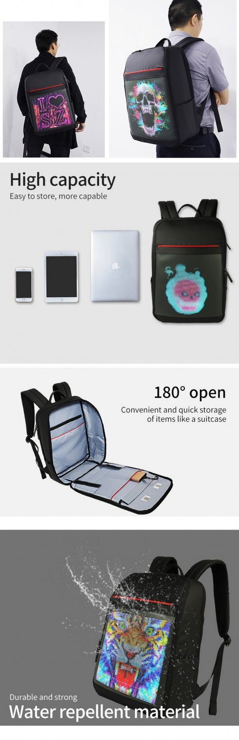 LED smart backpack programmable animation or text with LED display ...