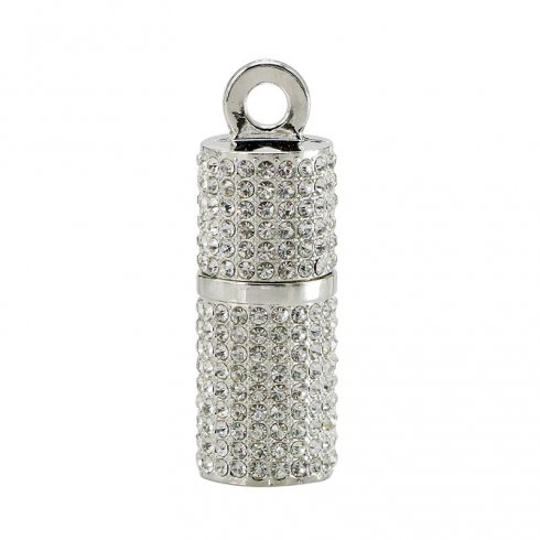 The silver USB jewel key ornate with white rhinestones | Cool Mania