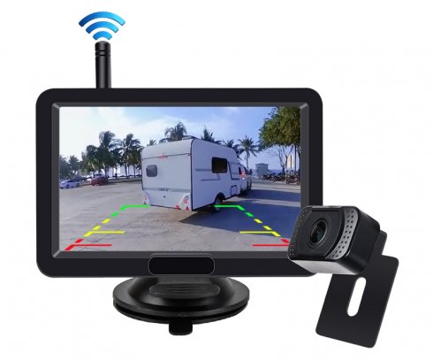 Wireless car camera set - 5" monitor + mini rear HD camera (IP68 ...