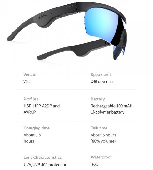 Sonnenbrille mit Bluetooth-Lautsprechern - Sportbrille mit ...
