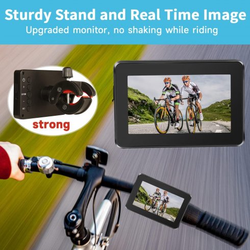 Bike rear view camera FULL HD SET + 4,3" Monitor with micro SD ...