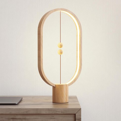 Magnetic table lamp LED (levitating balls) + LIGHT WOOD decor | Cool Mania