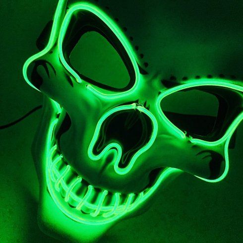 Topeng LED SKULL - hijau | Cool Mania