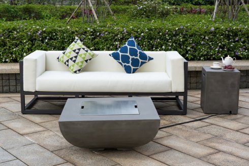 Concrete firepit table - outdoor gas fireplace + coffee table 86x86 cm ...