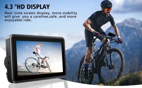 Bike camera - security bicycle SET for rear view - 4,3" Monitor + FULL ...