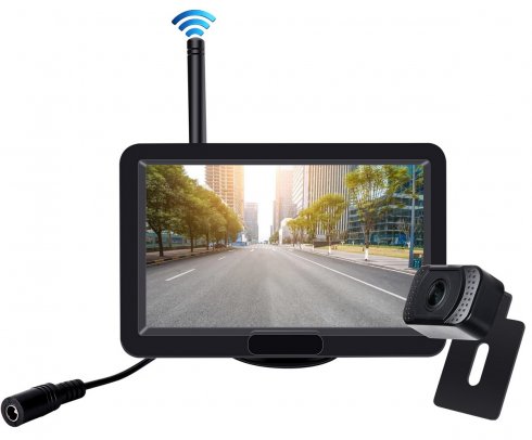 Wireless car camera set - 5" monitor + mini rear HD camera (IP68 ...
