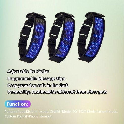 Light up dog collar programmable via smartphone with single colour ...