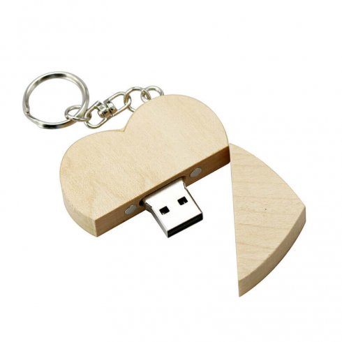 Pemacu kilat USB dalam bentuk hati kayu | Cool Mania