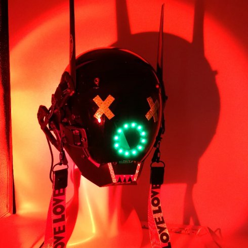 LED Rave Helmet - Cyberpunk Party 4000 with 12 multicolour LEDs | Cool ...
