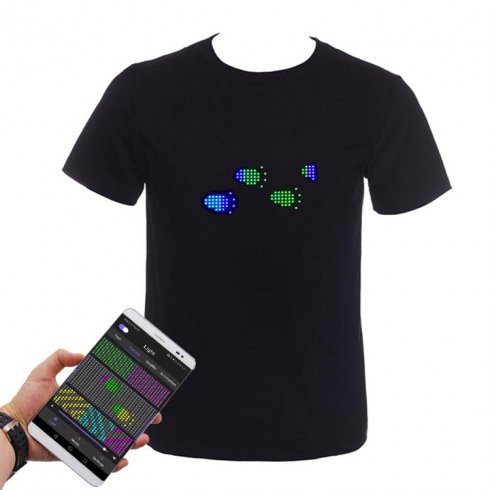 LED RGB Color Programmable LED T-Shirt Gluwy via Smartphone (iOS ...