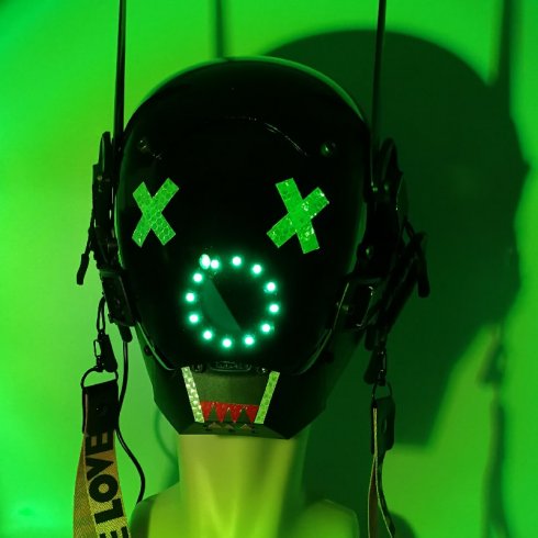LED Rave Helmet - Cyberpunk Party 4000 with 12 multicolour LEDs | Cool ...