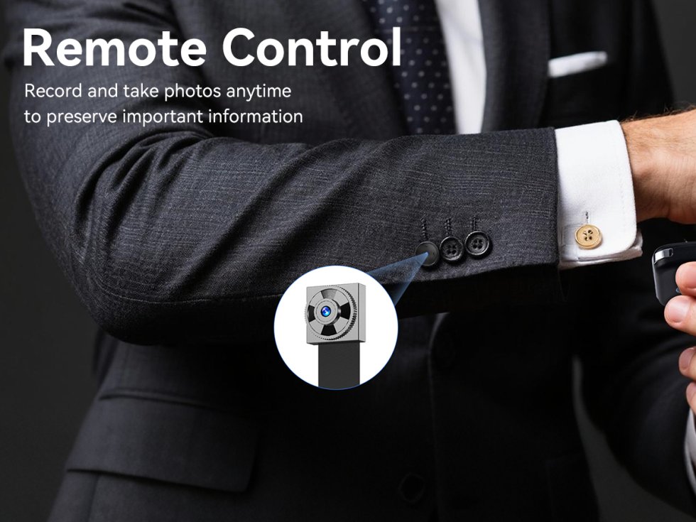 Button pinhole camera with remote control 4K + Motion Detection + Built ...