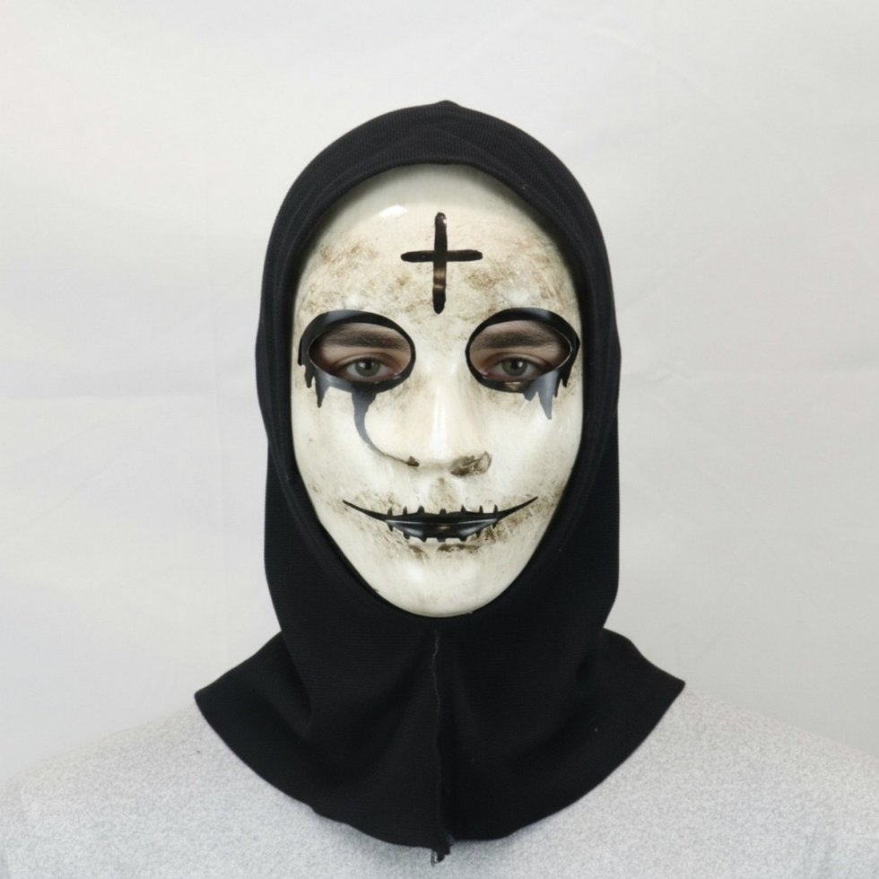 Gruselige Nonnenmaske mit Horrorgesicht und -kopf für Halloween oder ...