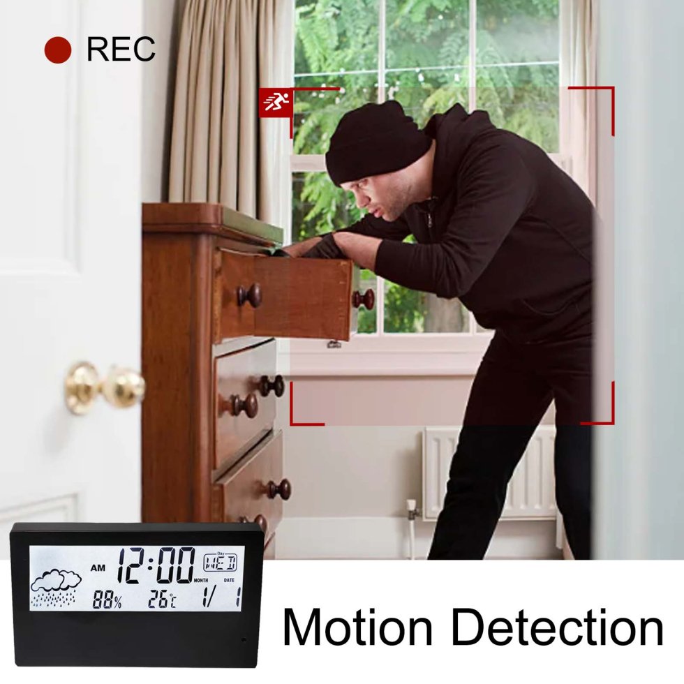 Meteo alarm clock camera FULL HD - Spy weather station (temperature ...