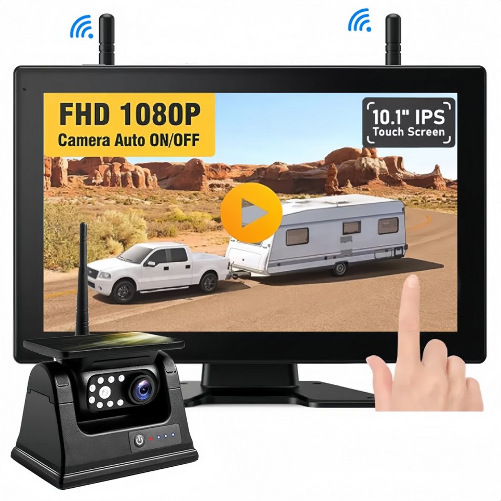 Güneş enerjili geri görüş kamerası seti: 10 inç monitör + 1 adet Wifi ...
